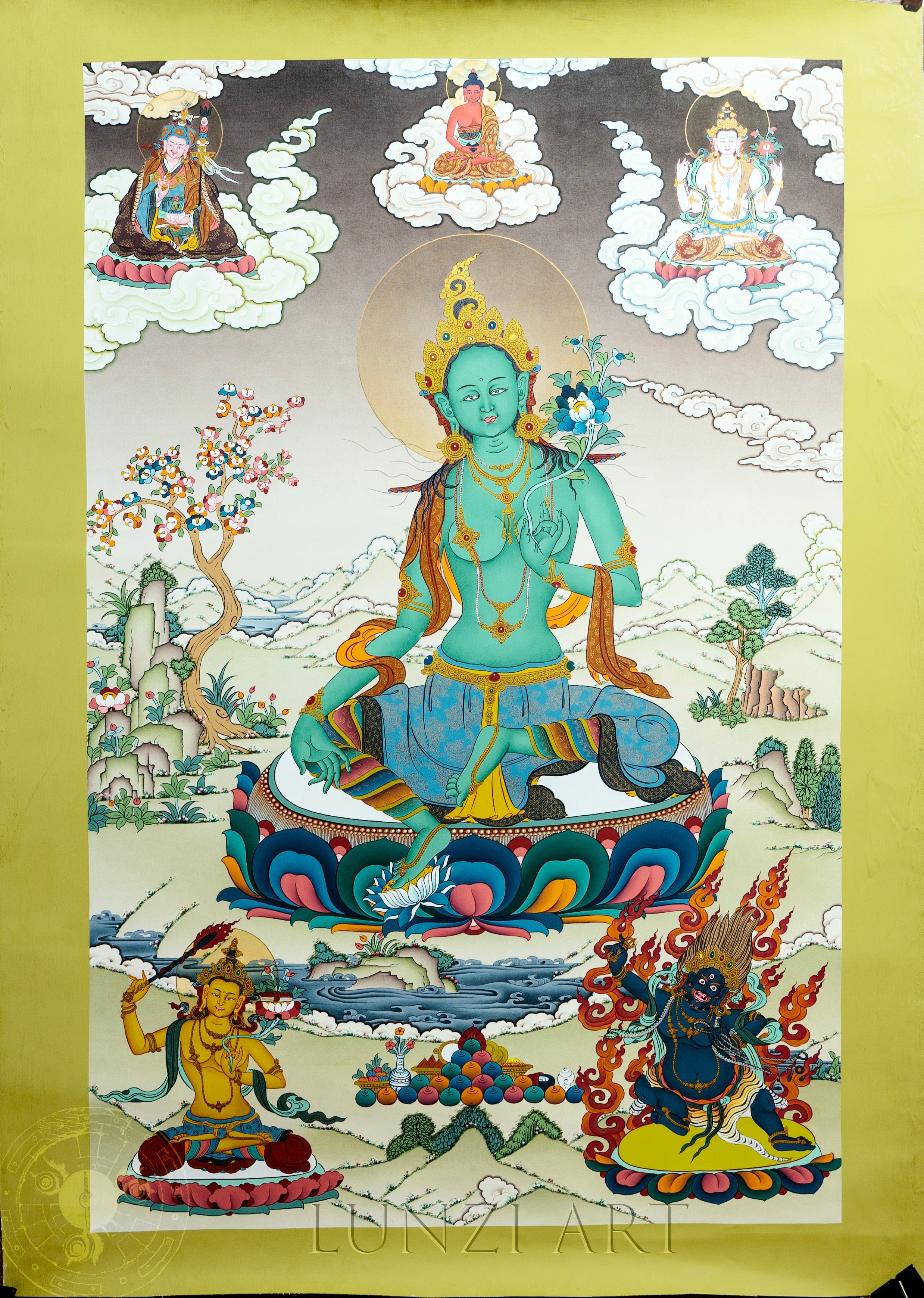 Green Tara Thangka – Nepal Buddha statues, thangkas, and handmade artworks